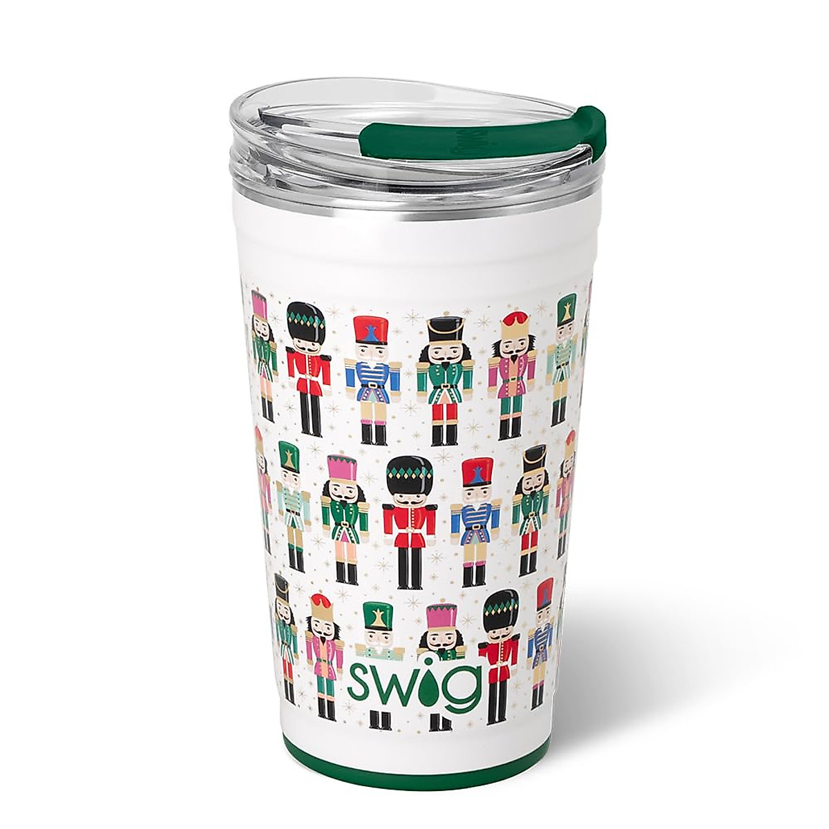 Swig Life 24oz Party Cup, Stackable Insulated Travel Coffee Tumbler with EZ Slider Lid, Cup Holder Friendly Travel Thermos, Stainless Steel 24 oz Tumbler, Reusable Coffee Mug (Classic Nutcracker)