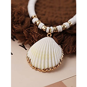 MINACHI Bohemian White Seashell Necklace, Summer Beach Shell Charm Necklace Gifts for Women