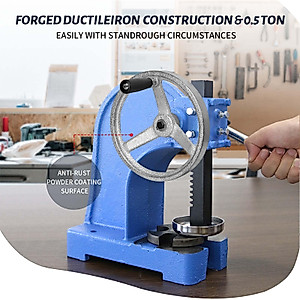 HAowosi Arbor Press 1 Ton,Ratchet Leverage Arbor Press with Handwheel,5.5" Maximum Height Manual Desktop Punch Press Machine Metal Arbor Press Tool,for Stamping