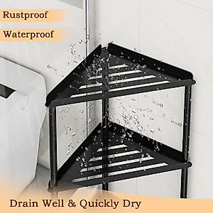 Bethom Corner Shower Caddy Standing, 3 Tier Shower Organizer Stand, Metal Corner Shower Shelf Rack for Inside Shower, Bathroom, Bathtub, Matte Black