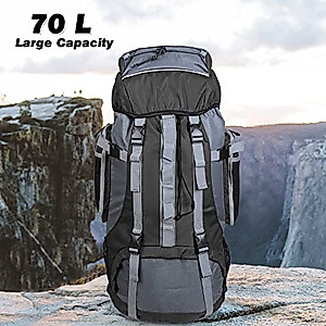 AW Outdoor 70L Sports Hiking Camping Backpack Travel Mountaineering Shoulder Bag Rucksack Large Black
