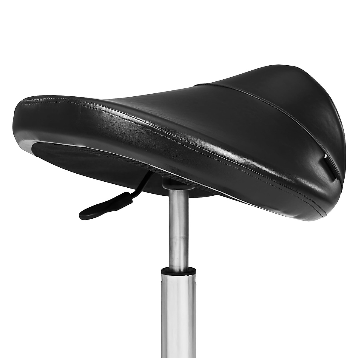 Master Massage Ergonomic Swivel Saddle Rolling Hydraulic Stool in Black