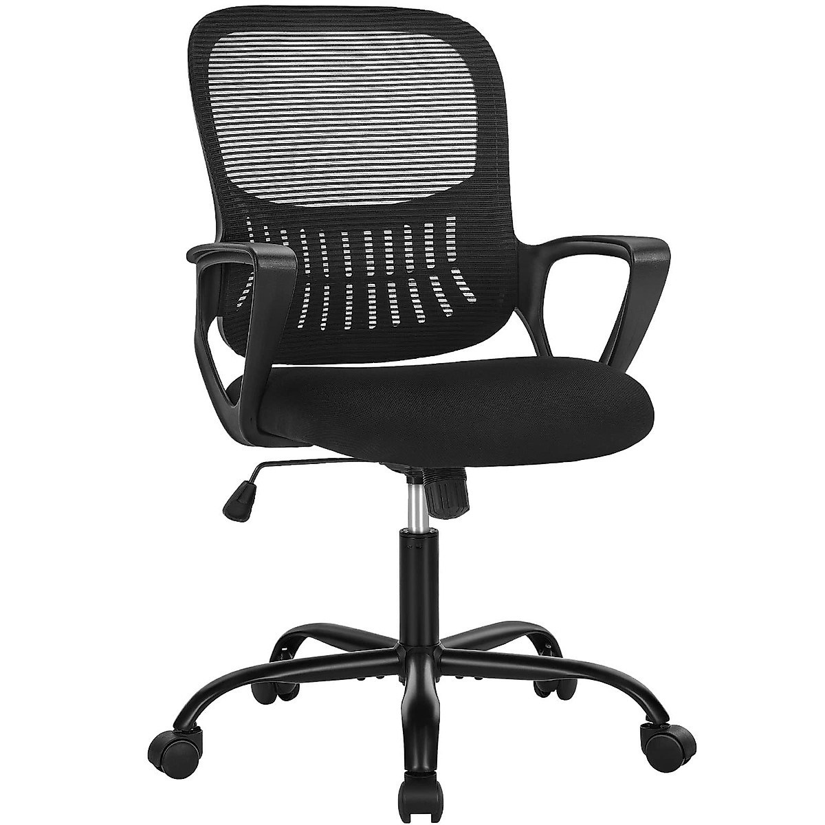 Smug Office Computer Desk Chair, Ergonomic Mid-Back Mesh Rolling Work Swivel Task Chairs with Wheels, Comfortable Lumbar Support, Comfy Arms for Home, Bedroom, Study, Dorm, Student, Adults