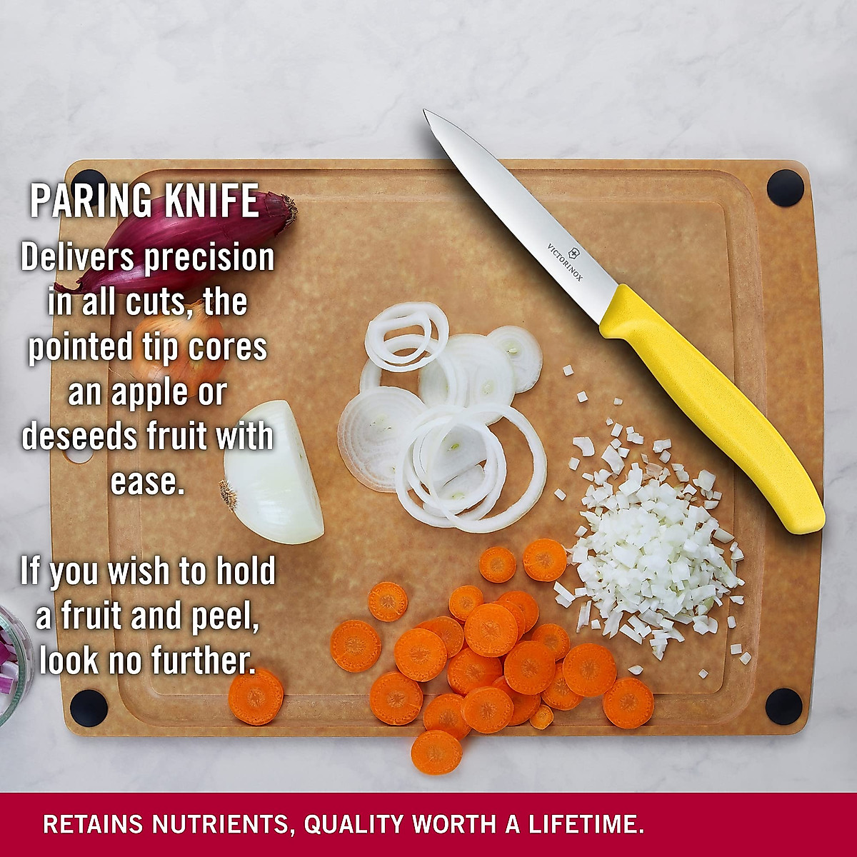 Victorinox 6.7706.L118 Swiss Classic Paring Knife for Cutting and Preparing Fruit and Vegetables Straight Blade in Yellow 3.9 inches