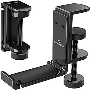 APPHOME Headphone Hook Desk, Headphones Stand Under Table Foldable Headset Holder Clamp Hanger Mount, Built in Cable Clip Organizer for PC Gaming, Office, Backpack Bag Purse Hanging