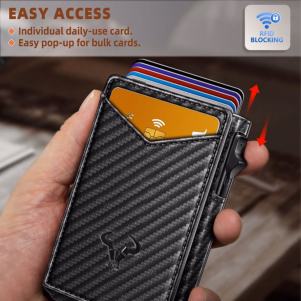 BULLIANT Men Wallet,Money Clip Wallet Slim For Gift Men 9Cards-Metal Credit Card Case in Magnetic Leather Flip