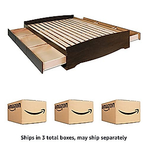 Prepac Mate's King 6-Drawer Minimalist Platform Storage Bed, Contemporary King Bed with Drawers 81.5" D x 78.5" W x 18.75" H, Espresso, EBK-8400-K