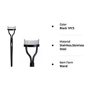 Eyelash Comb Eyebrow Brush MSQ Eyelash Separator Mascara Applicator Eyelash Definer With Comb Cover Arc Designed Cosmetic Brushes Tool Black (1PCS)