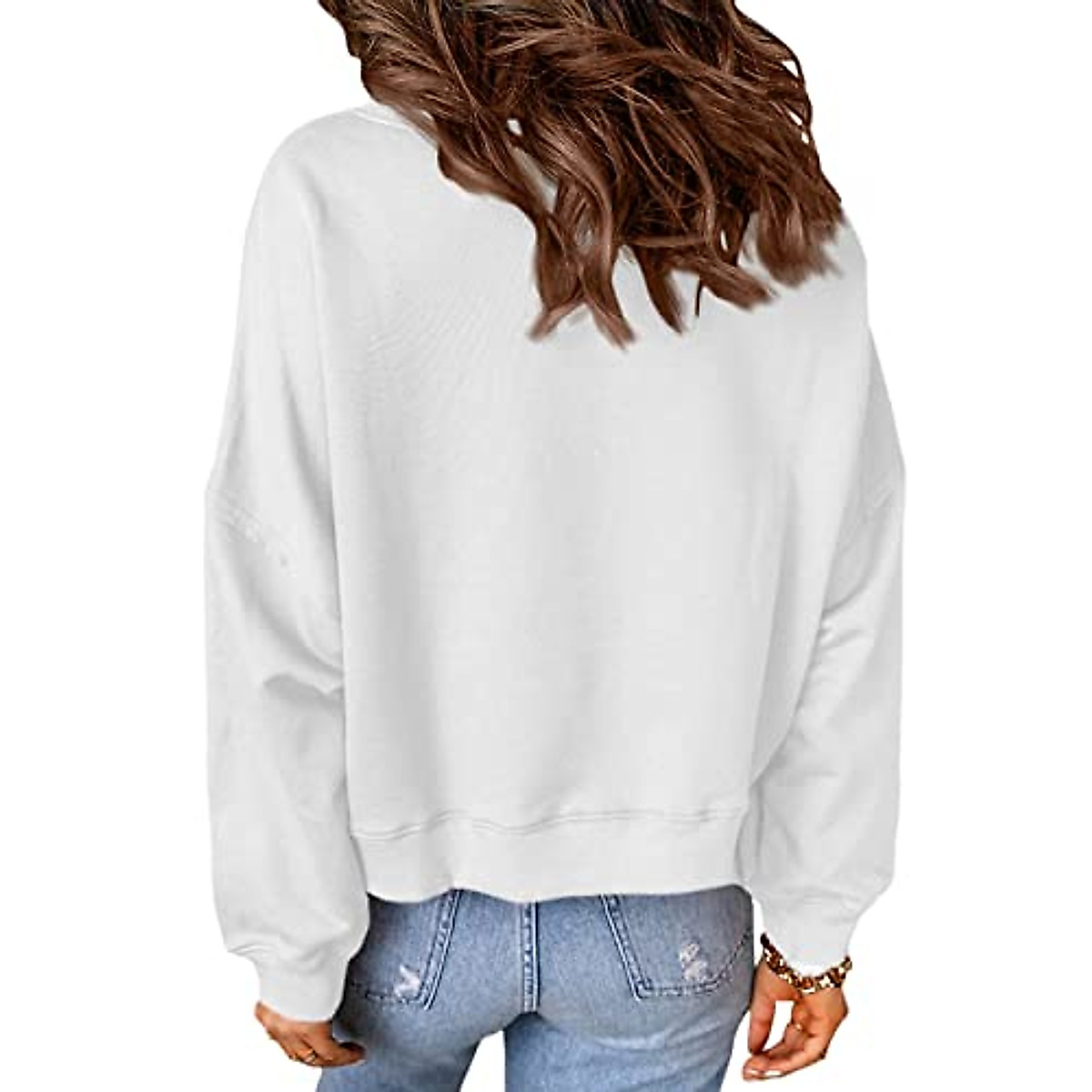 Wdgfv Womens Oversized Sweatshirts Fleece Hoodies Long Sleeve Shirts Pullover Fall Clothes with Pocket White Sweatshirt Embroidery Kit Womens 1/4 Zip Pullover Athletic Hoodies Fall Clothes Small