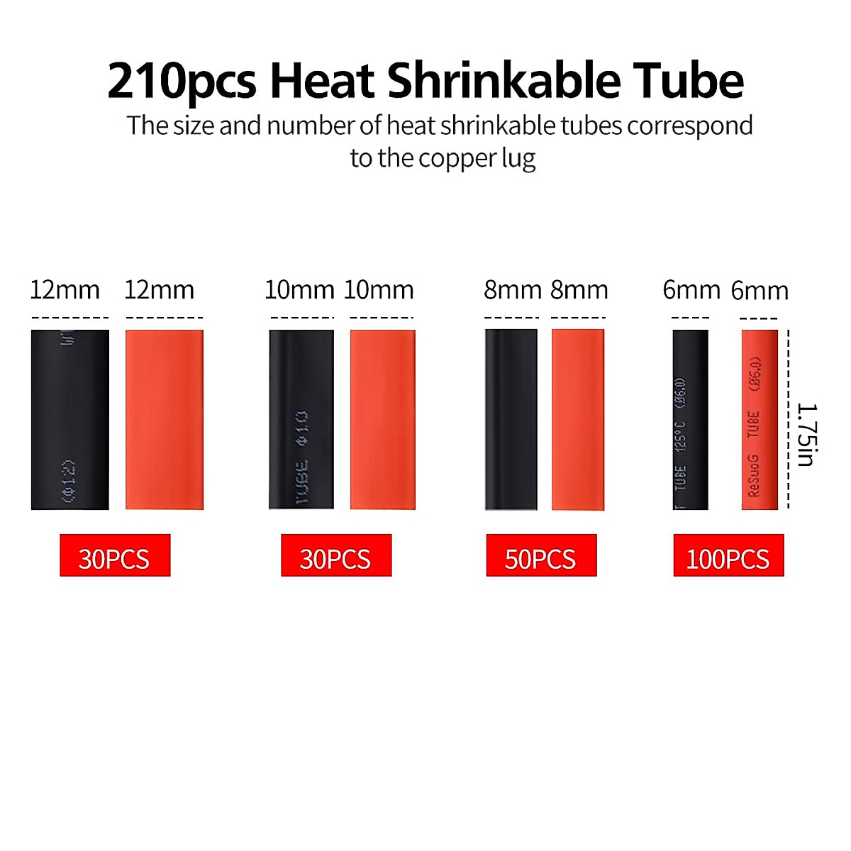 Cable Lug Crimping Tool with 170pcs Copper Wire Lugs and 210pcs Heat Shrinkable Tube, Wire Crimping Tool for AWG 10-1/0 Electrical Lug Crimper, with Cable Cutter