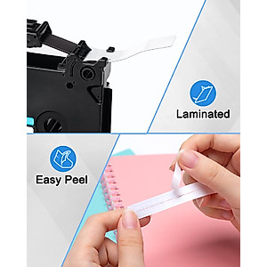Labelife 6-Pack P Touch Label Tape TZe-231 Replacement for Brother TZe TZ Tape 12mm 0.47 Laminated White Label Maker Tape TZe231 TZ231 for Brother P Touch Label Maker PT-D210 PT-D220 PT-H110 PT-D600