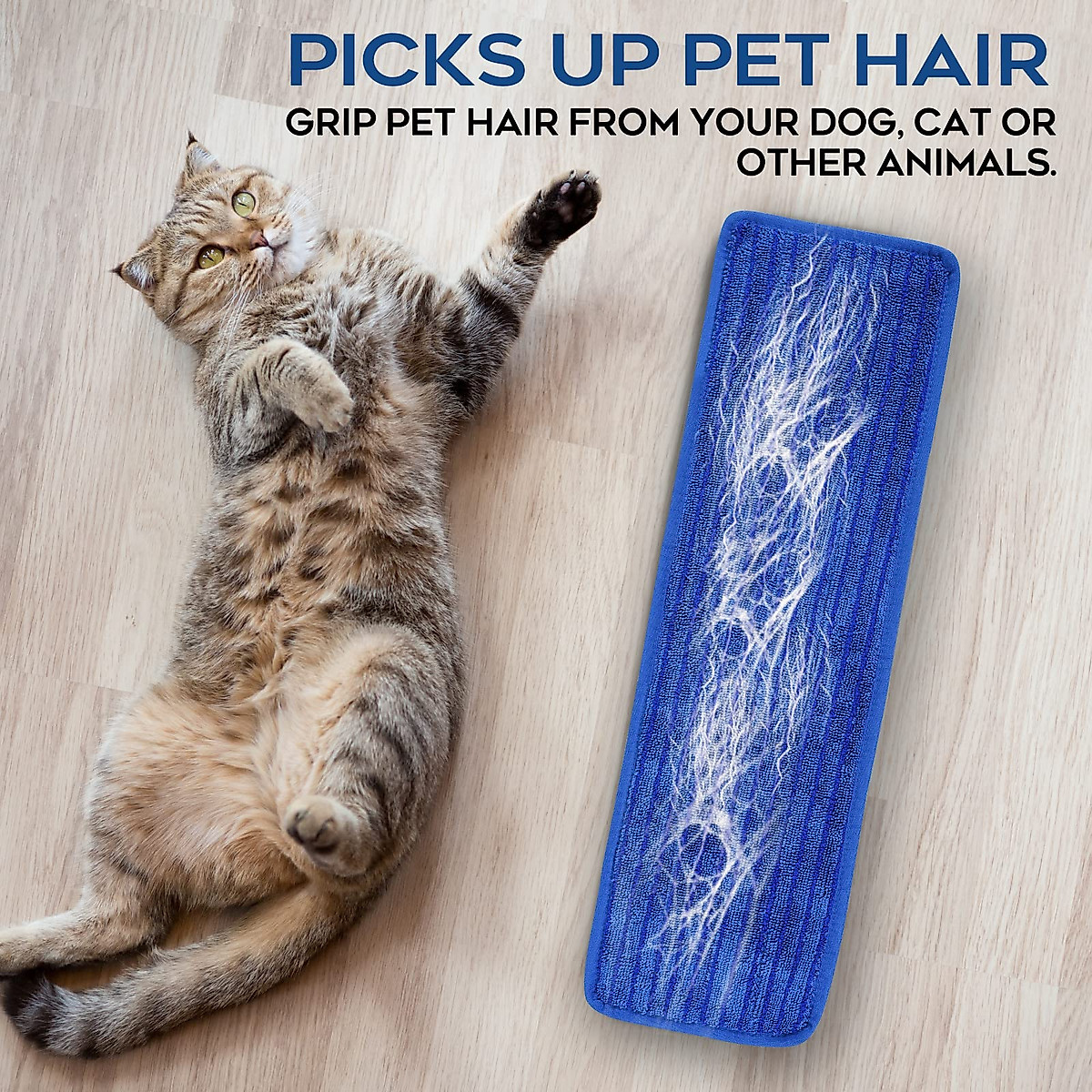 Matthew 18'' Microfiber Mop Replacement Pads for Wet Dry Reusable Mops Floor Home Commercial Cleaning Refills, Machine Washable Compatible with Bona Mop&Any Microfiber Flat Mop System Blue (3 Pack)