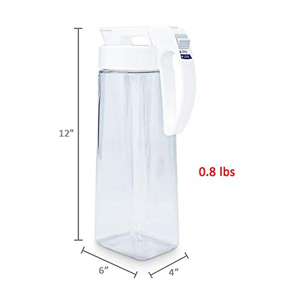 Lustroware Easy Care One-touch Airtight Pitcher 2.2QT (71oz) for Hot or Cold Liquids | High Heat Resistant, Leak Proof & Space Saving | Made in Japan