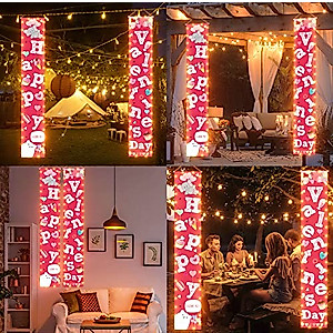 90shine 2PCS Valentines Day Decorations Lighted Banners - Valentine Door Porch Signs Heart Love Hangings Wall Decor Party Supplies(Not Batteries Included)