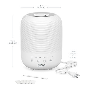 Pure Enrichment HUME Sense Top Fill Humidifier -Auto Mode Humidity Sensor, 3 Mist Settings, Patented Magnetic Suspension, Optional Night Light, Optional Aromatherapy, Sleep Mode & Auto Shut-Off