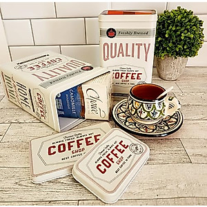 hadaaya Farmhouse Coffee Storage Container Set with Lids – Tall Rectangular Canisters for Coffee & Tea – Airtight White Kitchen Canister Set