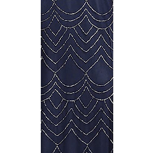 Adrianna Papell Women's Short Sleeve Blouson Beaded Gown, Navy, 8