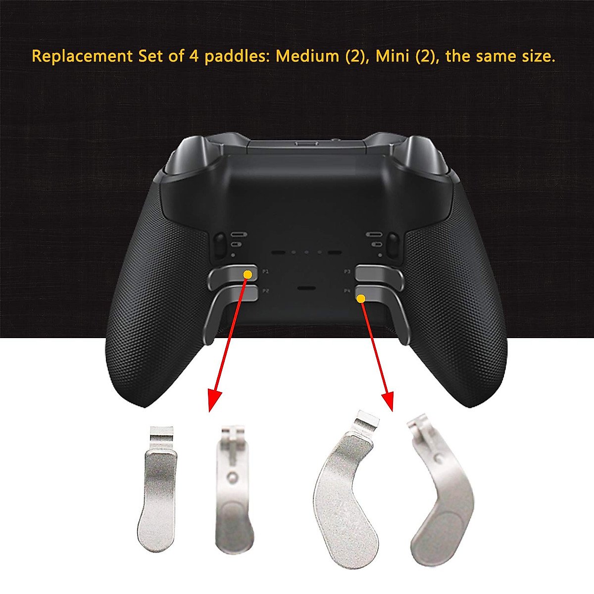 E-MODS GAMING Metal Stainless Steel Paddles Hair Trigger Locks Replacement Parts for Elite Series 2 Controller, Xbox One Elite Controller - 4PCS(2 Medium & 2 Mini) (Silver)