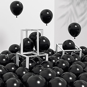 Awenztech 120pcs 5 inch Black Balloons, small Black Latex Balloons for Graduation Halloween Birthday Party Decorations