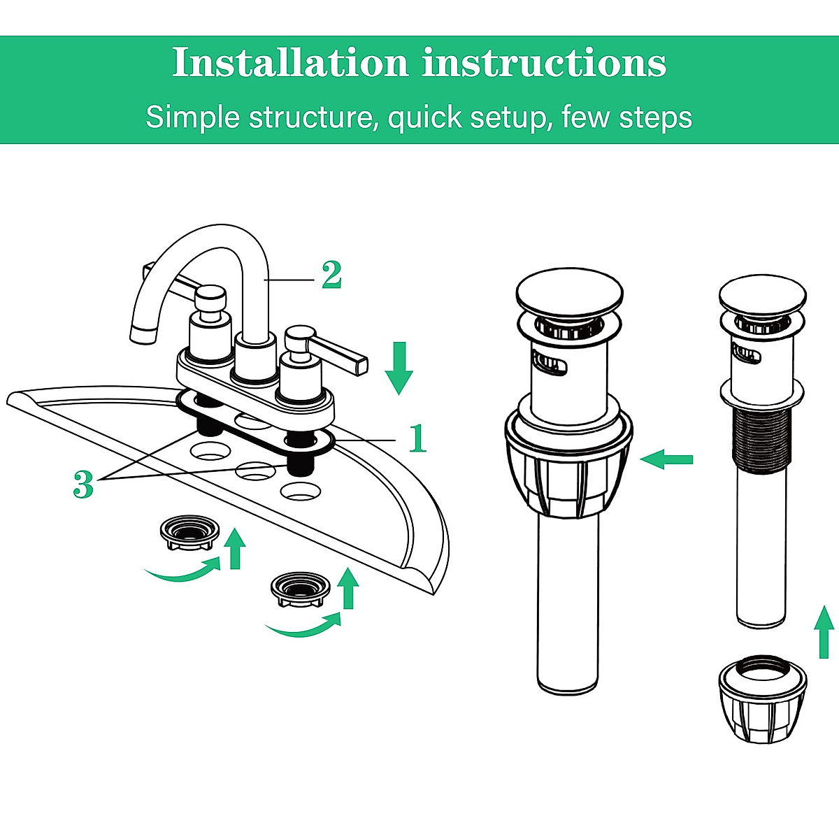 DANAE Bathroom Sink Faucet 4 Inch 2 Handle Centerset Utility Lavatory Vanity Faucet-Black