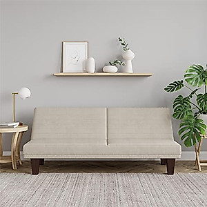 DHP Dillan 69 Inch Futon Sofa Bed, Modern Armless Upholstered Couch Sleeper with Tufted Back and Seat, Full, Tan