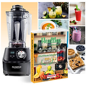 Nuwave Moxie High-Performance Digital Vacuum Blender with BPA-Free 64-ounce Pitcher, Vacuum Lid and Plunger Lid, and 200 Recipe Book