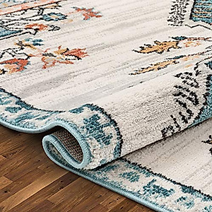 Well Woven Indira Manor Vintage Bohemian Medallion Oriental Blue 8x10 (7'10" X 9'10") Area Rug