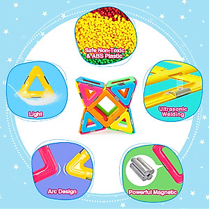 KIDCHEER Magnetic Tiles STEM Toddler Toys 100PCS Kids Magnet Building Blocks Game Educational Stacking Blocks Gift for Boys & Girls