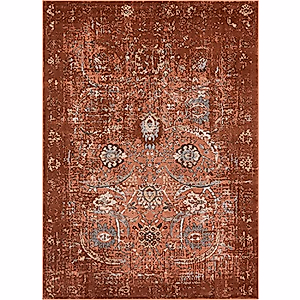 Well Woven Elle Copper Persian Vintage Shiraz (3'11" x 5'3") Area Rug Red Distressed Rust Modern Oriental Carpet