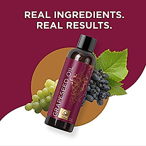 Pure Grapeseed Oil for Skin and Hair - Grapeseed Carrier Oil for Essential Oils Mixing and Grapeseed Extract Liquid for DIY Skin Care - Pure Grape Seed Oil for Nail Care Hair Oils and Facial Oil