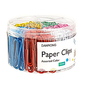 DANRONG Jumbo Paper Clips,265 PCS (2 Inch) Large Paperclips Colorful Clips for Paperwork Ideal for Home, School and Office Use Colored