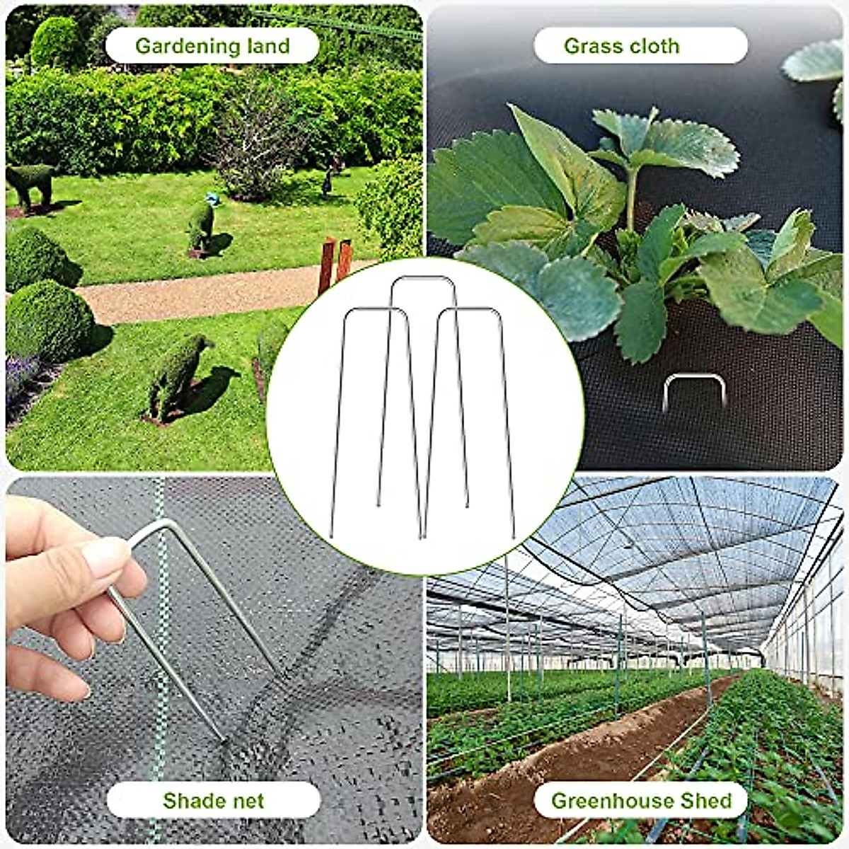 Landscape Staples 50 Pack Anti-Rust 6 Inch Galvanized Garden Stakes Staples Heavy-Duty U-Shaped for Anchoring Landscape Fabric Pins or Lawn