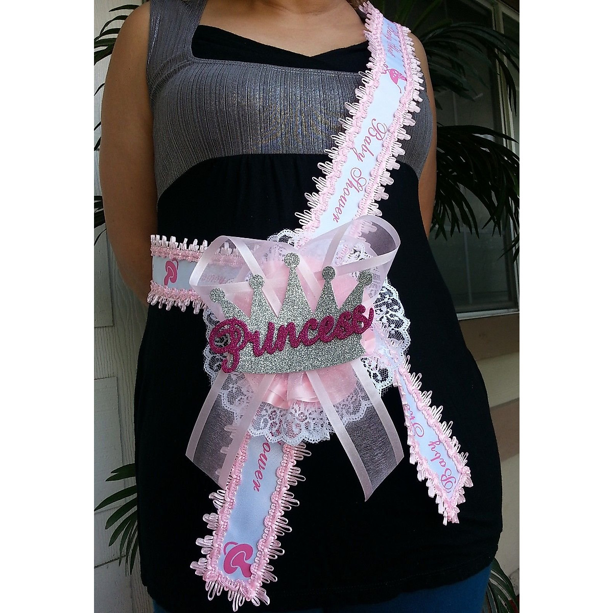 Baby Shower Mom To Be It's a Girl Sash with Princess Crown Pink Ribbon Corsage