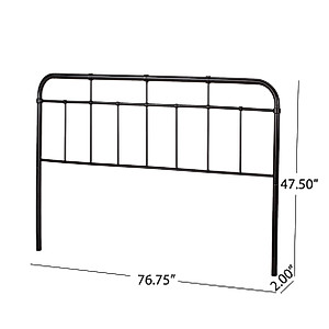 GDF Studio Industrial Iron King Headboard, Flat Black