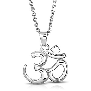 My Daily Styles 925 Sterling Silver Om Aum Ohm Yoga Hindu Pendant Necklace
