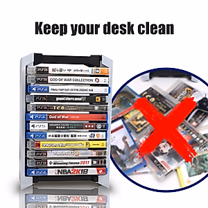 HEATFUN PS5 Game Stand, Hard and Sturdy Storage Tower Compatible with PS4/PS5/Xbox series games - Up to 12 Games