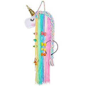 Beinou Unicorn Hair Clips Holder Rainbow Yarn Tassels Hair Bows Storage Shy Unicorn Face Headband Organizer Unicorn Theme Party Decorations