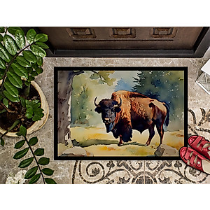 Caroline's Treasures DAC2871MAT American Bison Doormat Front Door Mat Indoor Outdoor Rugs for Entryway, Non Slip Washable Low Pile, 18H X 27W