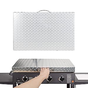 Grill Covers for 36 inch Blackstone Griddle, 36” Griddle Grill Lid Hard Cover Waterproof Aluminum with Stainless Steel Handle Diamond Plate Front or Rear Grease Griddle Accessories