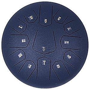 LOMUTY 12 Inches 30 CM Steel Tongue Drum-13 Notes C Major Tuned Percussion Instrument-Handpan Drum Sets with Bag, Music Book, Mallets and Finger Picks(Navy)
