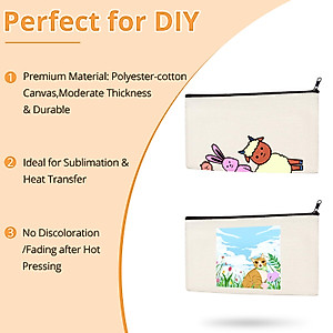 HTVRONT Blank Canvas Makeup Bags 10 Pack, Sublimation Blanks Cosmetic Bags, DIY Heat Transfer Canvas Pen Case Pencil Bags, Beige Multi-Purpose Travel Toiletry Zipper Bags (10pcs 8.3 × 5 Inch)