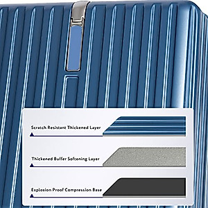 MGOB Luggage Sets Expandable PC Hard Shell Suitcase Durable Lightweight with TSA Lock and Spinner Wheels(3 Piece Luggage Set, Blue)