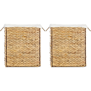 AppliaFit Wicker Trash Can - Fits Grocery Shopping Bags - Waste Basket for Reusing Grocery Shopping Bags (2-Pack)