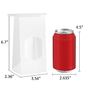 BagDream Bakery Bags with Window Kraft Paper Bags 100Pcs 3.54x2.36x6.7 Inches Tin Tie Tab Lock Bags White Window Bags Coffee Bags Cookie Bags Treat Bags Popcorn Bags