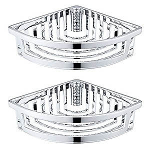 Bathroom Corner Shower Caddy, Triangle Wall Mounted Shower Shelf Corner Shower Basket Caddy,Drilling Kitchen Racks Shower Organizer for Bathroom,Toilet, Dorm, Kitchen,Chrome