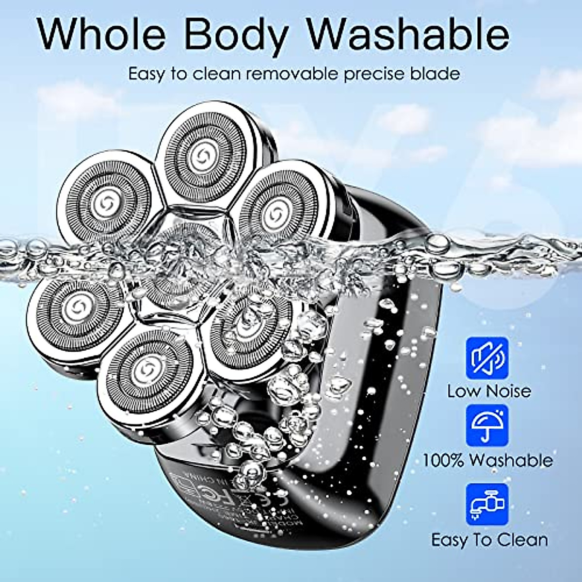 Head Shaver for Men, Electric IPX7 Waterproof Wet/Dry Beard Facial Nose Hair Trimmer, 7D Ultimate Mens Cordless Rechargeable Rotary Shaver Razor with Brushes, Combs & Massager, LED Display