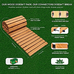 Garden Pathway Wooden Garden Pathway Garden Path Pavers for Outside Walkway with Weather Resistant UV Protected Woods to Roll Out in Outdoor Garden Beach Boardwalk Wedding Party 8Ft Wooden Pathway