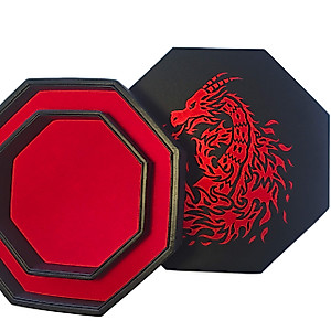 Fantasydice Red Fire Dragon Dice Tray with Lid – 9" Octagon with Dice Staging Area, Holds 5 Dice Sets – Perfect for D&D, Call of Cthulhu, Shadowrun, and All Tabletop RPGs