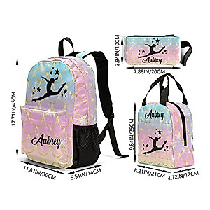 Gymnastic Scale Mermaid Personalized Backpack Set for Teen Boys Girls with Lunch Box & Pencil Pouch Bag Travel Backpack