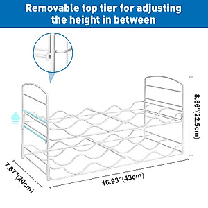 Puricon 1 Pack Water Bottle Organizer for Cabinet, Adjustable Water Bottle Storage Rack for Tumbler Sports Flask Insulated Travel Mug, Water Bottle Shelf Organizer Holder for Kitchen Countertop-White